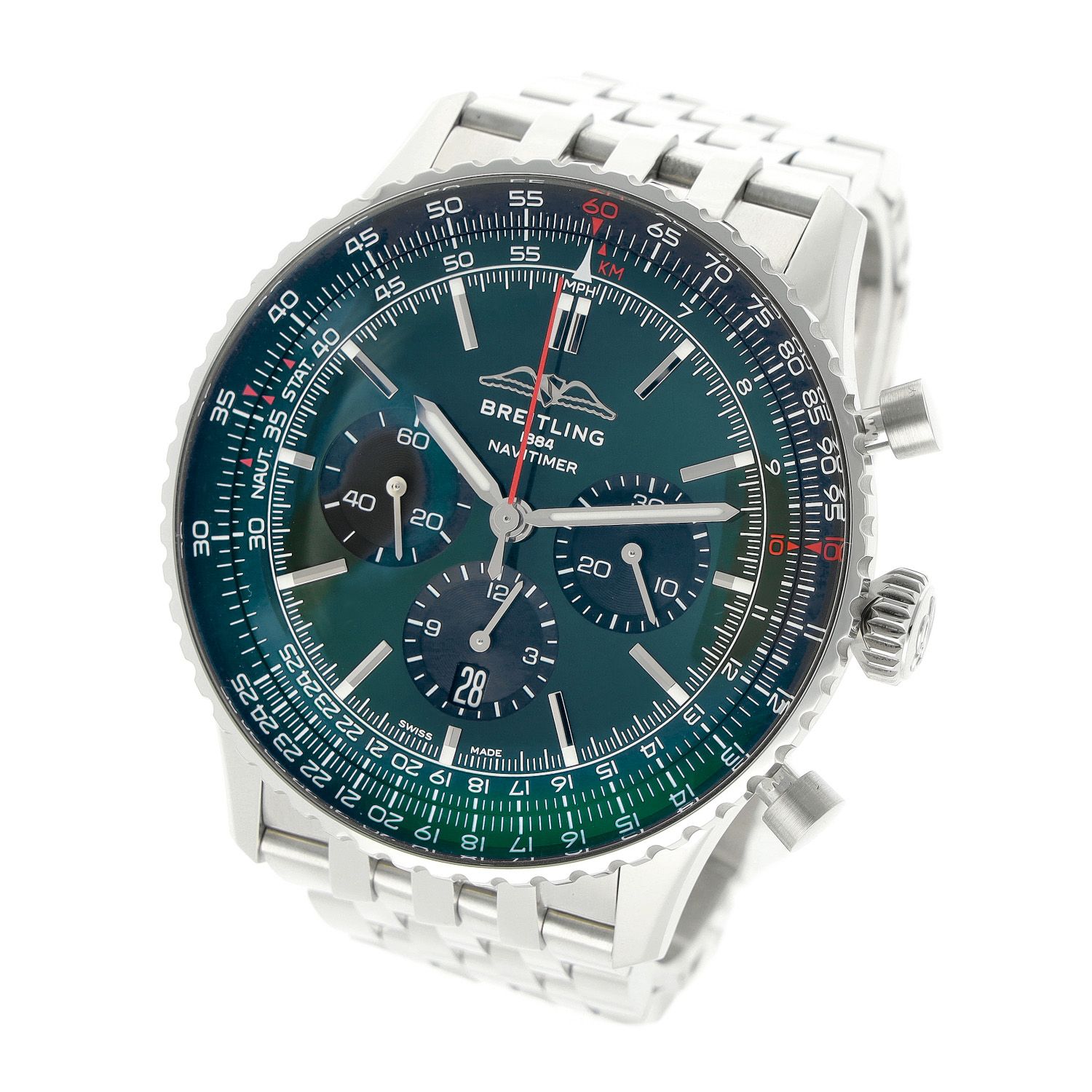 Breitling Navitimer 46 Chronograph Ref. AB0137 Edelstahl Green Dial ...