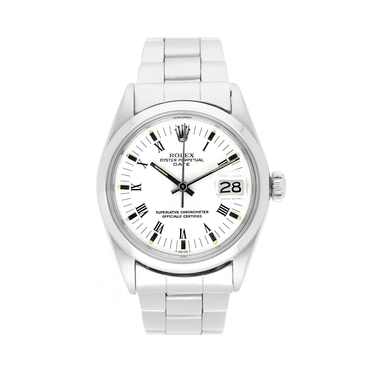 Rolex Oyster Perpetual Date 34 Ref. 1500 White Roman Dial Edelstahl ...